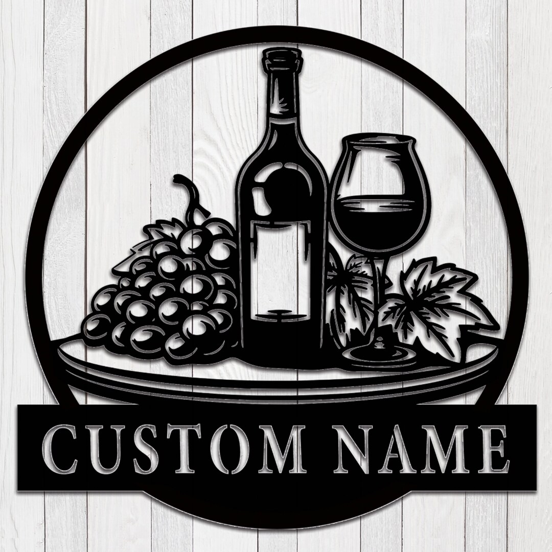 Custom Wine Bar Metal Wall Sign, Personalized Wine Metal Wall Art ...