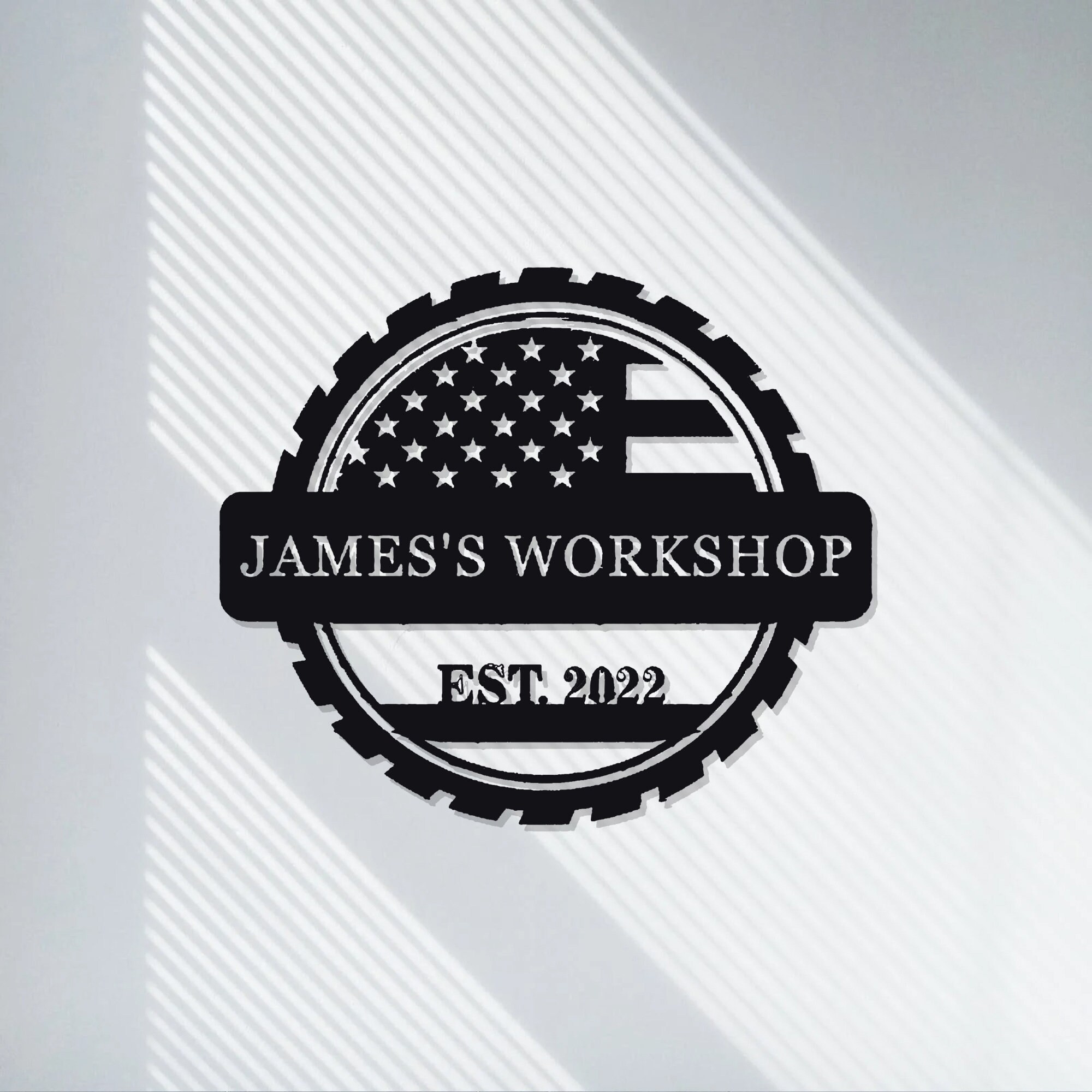 Custom American Flag Workshop Signs / Personalized Garage Metal Signs ...