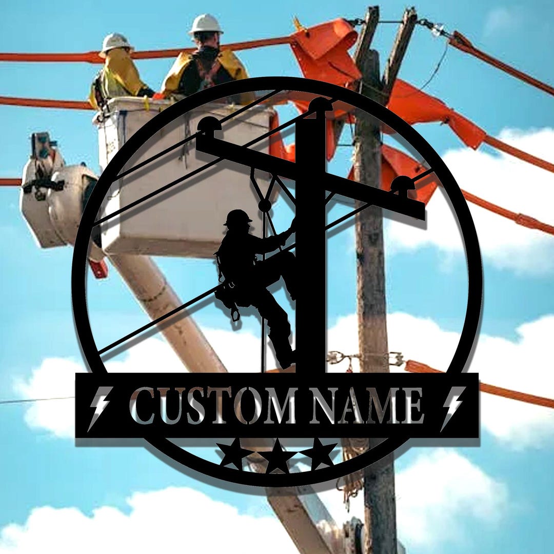 Custom Electrician Worker Name Metal Wall Art Sign, Personalized Power ...