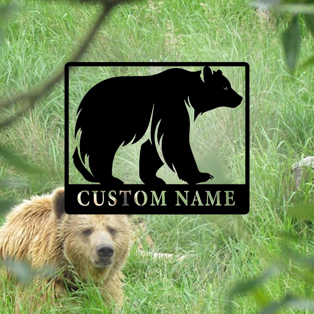 Personalized Bear Name Metal Sign, Custom Bear House Addresses Sign ...