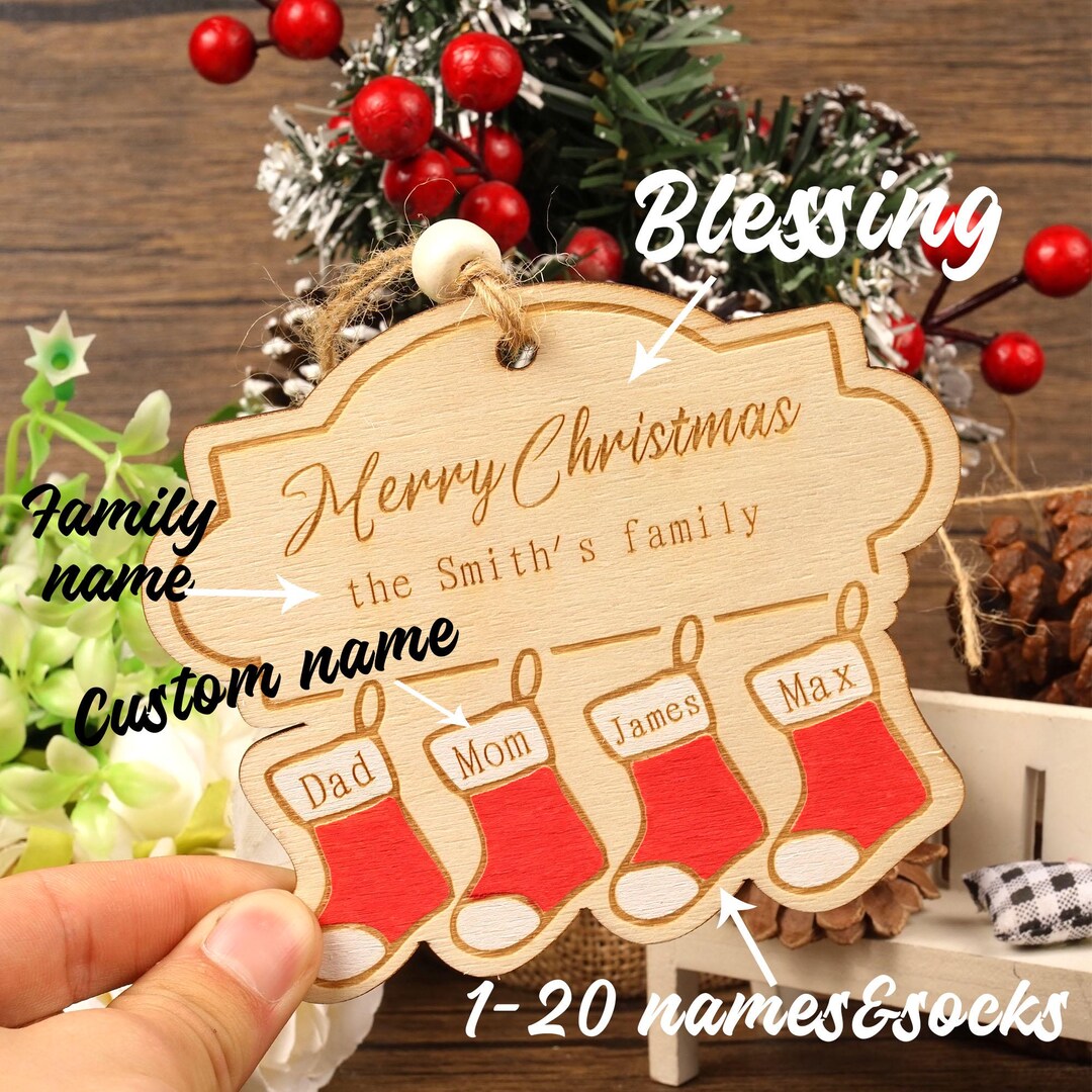 Custom Wooden Socks Christmas Ornament, Custom Name Socks Decor ...