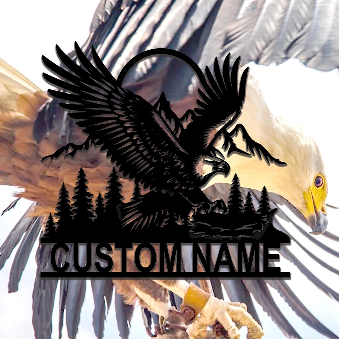 Custom Fly Eagle Name Metal Sign, Personalized Eagle Address Sign ...