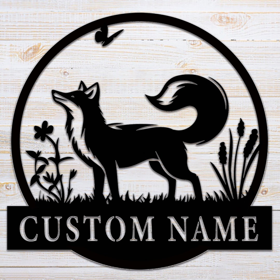 Custom Fox Animal Metal Wall Art Sign, Fox Lover Sign, Metal Wall Decor ...