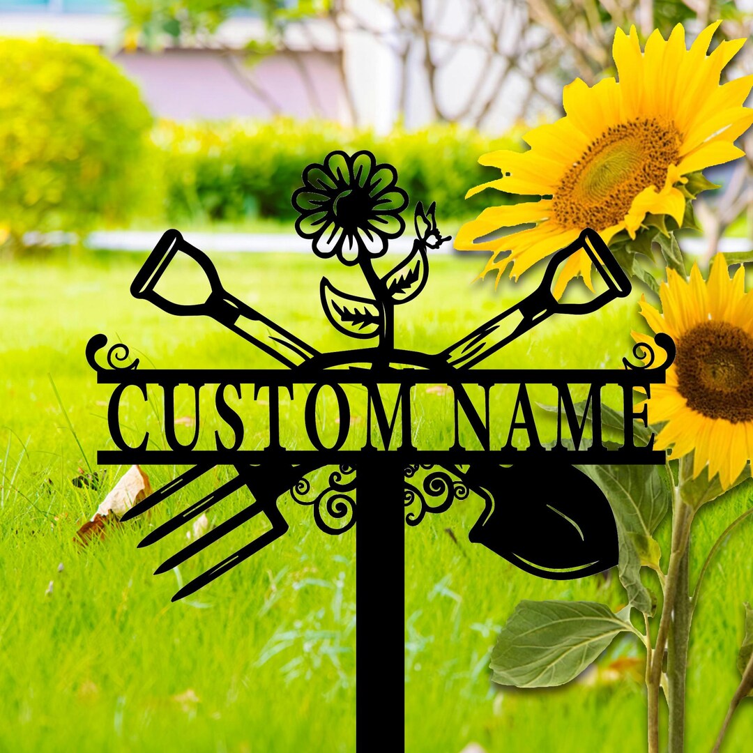 Custom Garden Stake Name Metal Sign, Personalized Backyard Garden Home ...