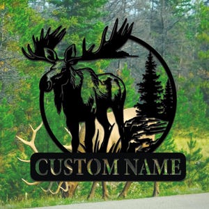 Personalized Moose Metal Wall Sign, Custom Moose Metal Wall Art, Moose ...