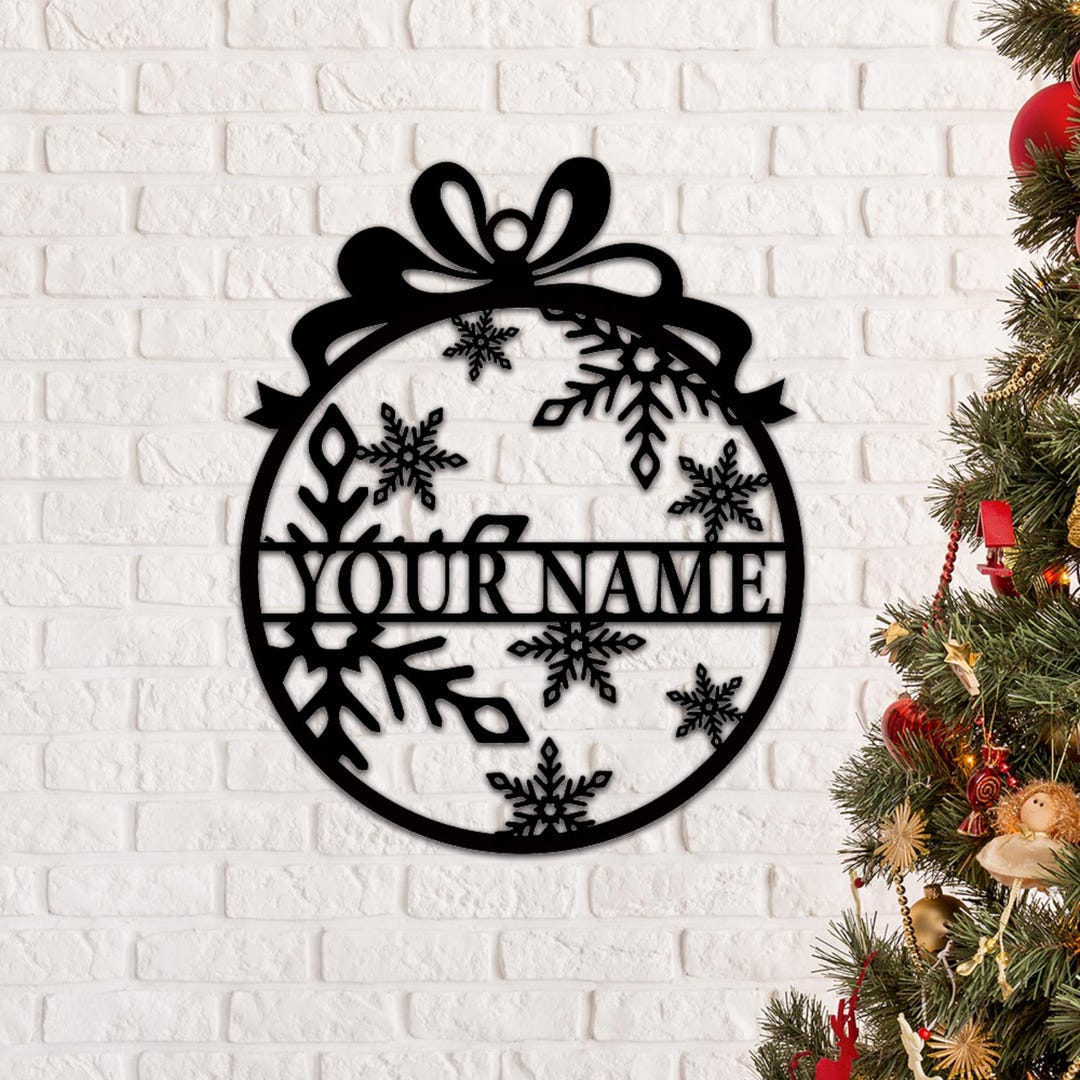 Custom Merry Christmas Metal Name Sign, Metal Wall Hang Decor, Custom ...