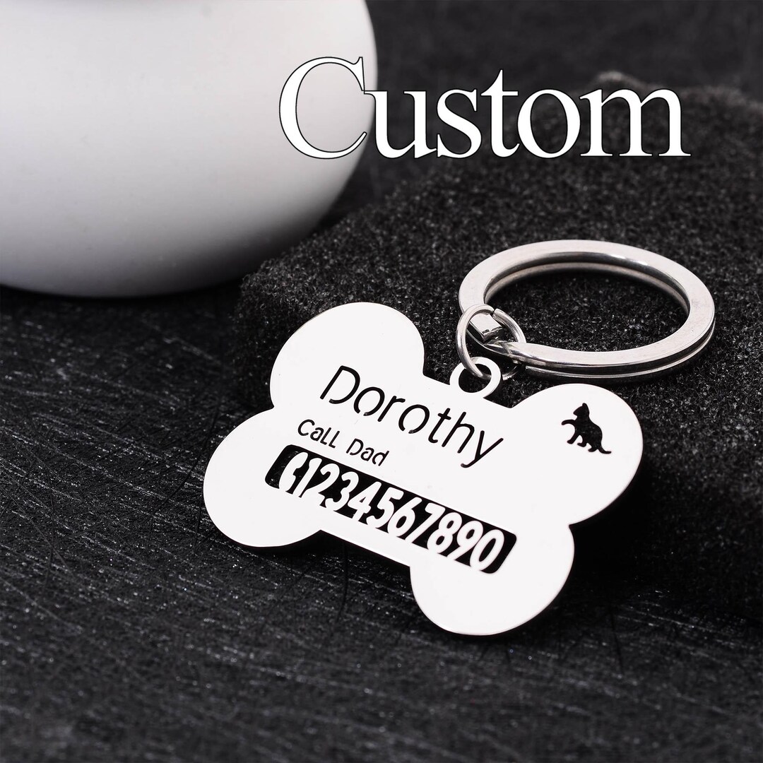 Custom Dog Name Keychain,dog Bone ID Tag,engraved Memorial Keychain,dog ...