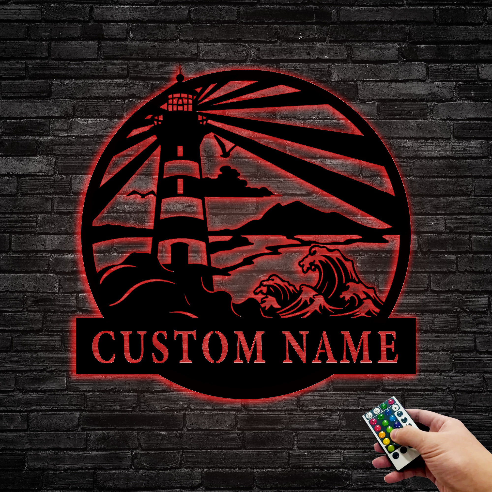 Custom Lighthouse Metal Wall Art Name Sign Personalized Lighthouse ...