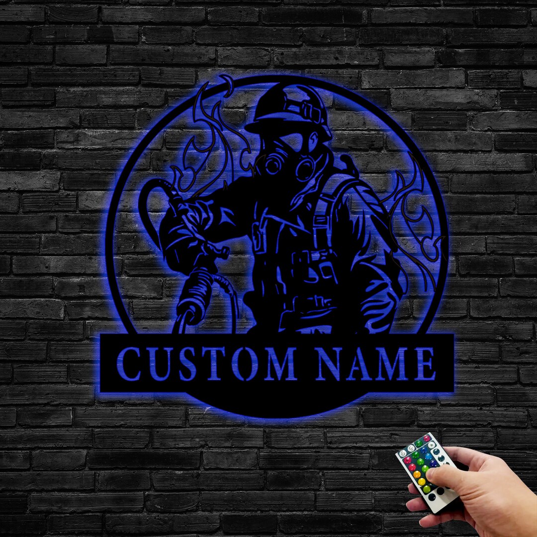 Custom Fireman Name Metal Sign, Firefighter Metal Wall Art Sign ...