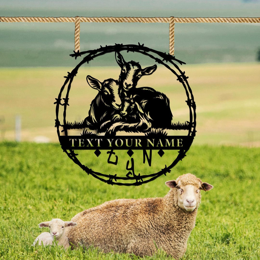 Custom Goat Farm Name Metal Sign, Personalized Goat Ranch Farm Wall Art ...