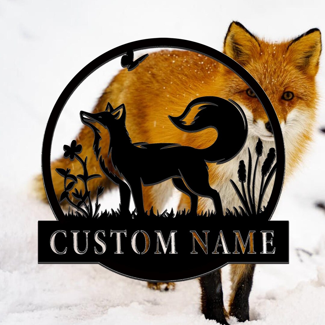 Custom Fox Animal Metal Wall Art Sign, Fox Lover Sign, Metal Wall Decor ...