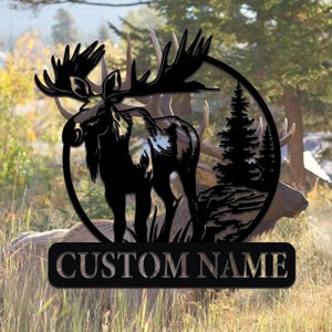 Personalized Moose Metal Wall Sign, Custom Moose Metal Wall Art, Moose ...