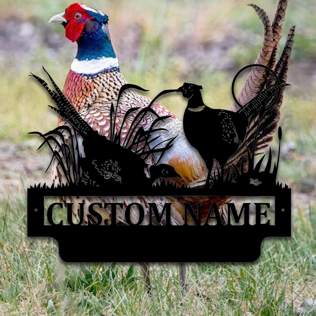 Custom Pheasant Metal Wall Art, Personalized Pheasant Name Sign ...