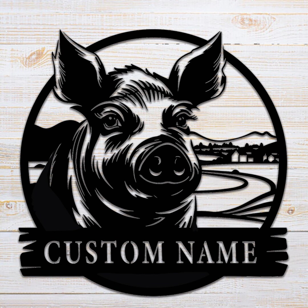 Personalized Pig Name Metal Wall Sign, Custom Pig Metal Wall Art, Pig ...