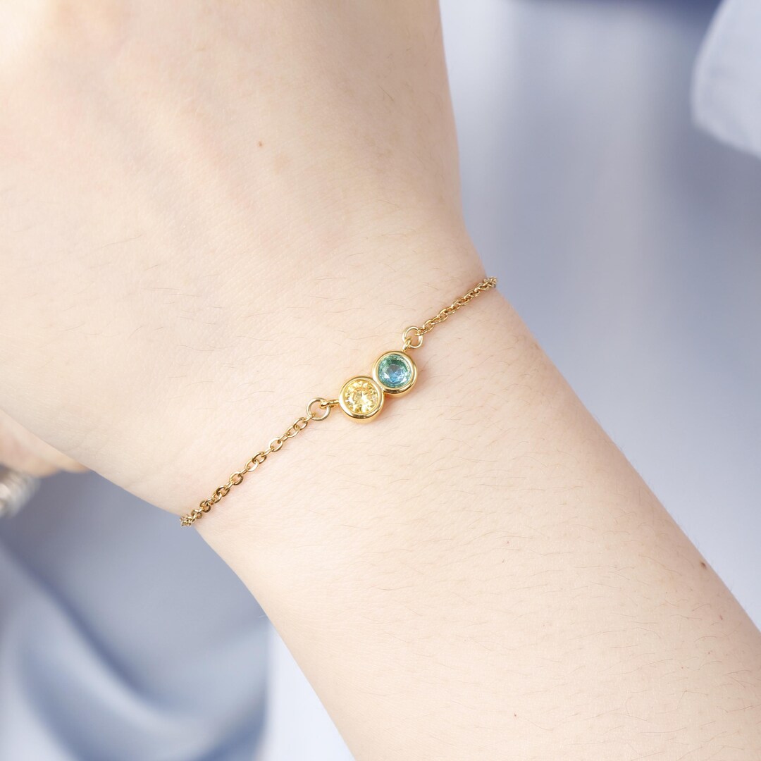 Custom Multiple Birthstone Bracelet,personalised Bracelet,couple ...