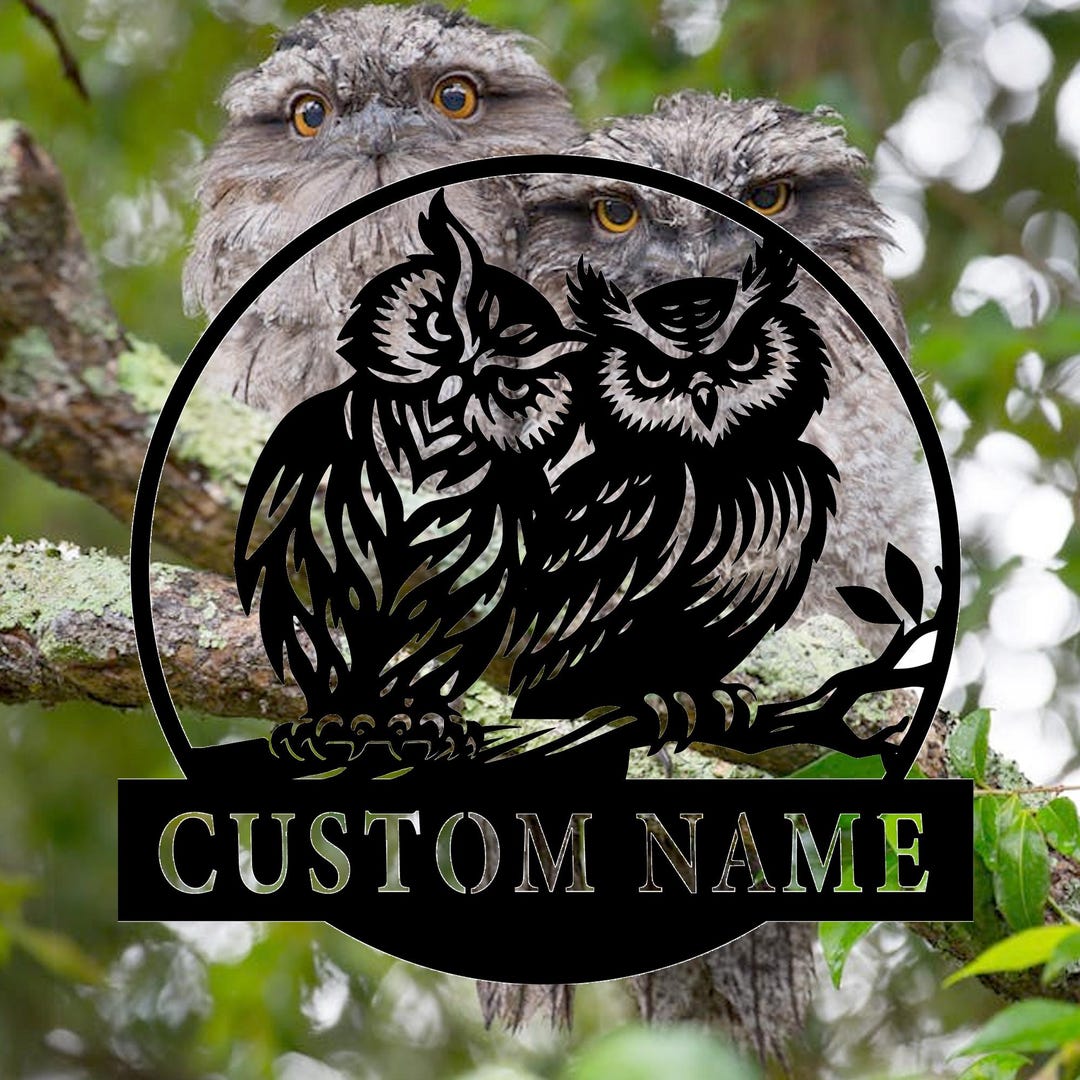 Custom Wild Owl Name Metal Art Sign, Personalized Owl Metal Wall Art ...