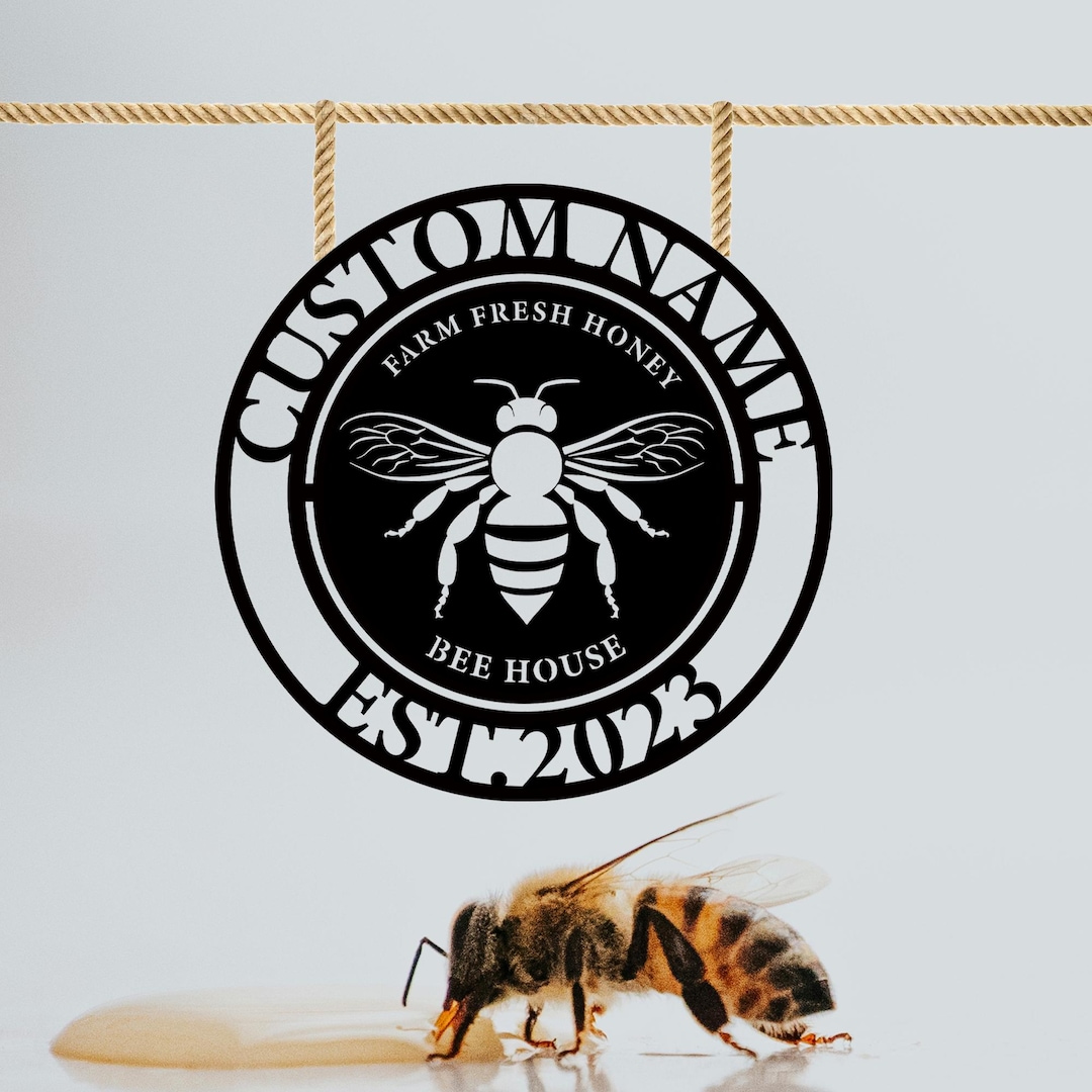 Custom Bee Metal Sign, Custom Honey Bee Name Established Sign, Metal ...