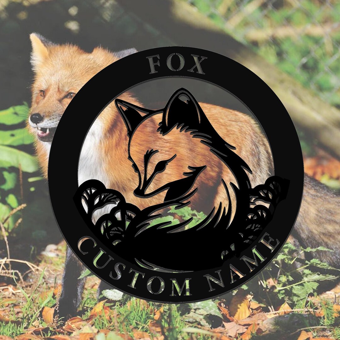 Custom Fox Metal Wall Art, Personalized Fox Name Metal Hang Sign, Fox ...