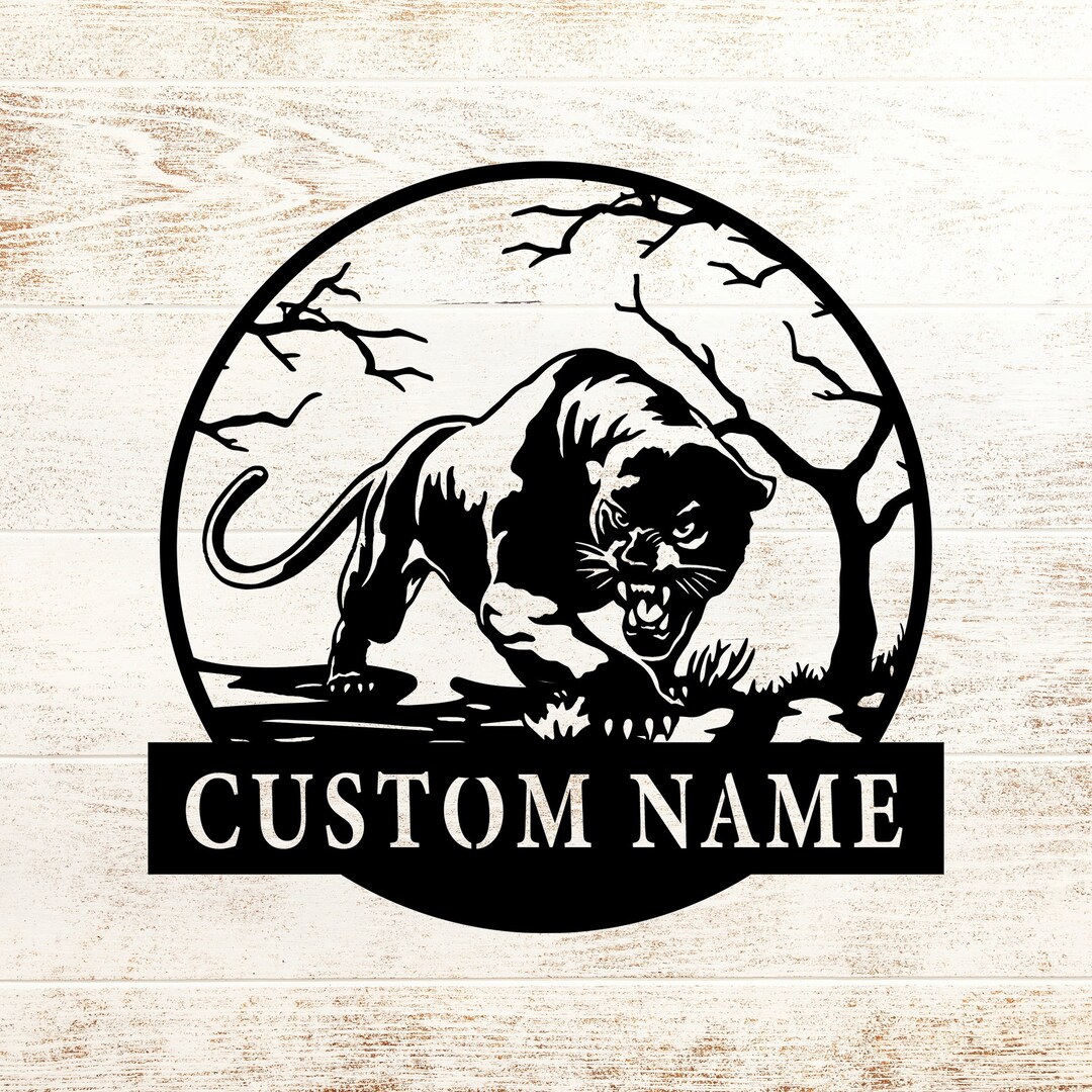 Custom Panther Metal Wall Art, Personalized Panther Name Sign ...