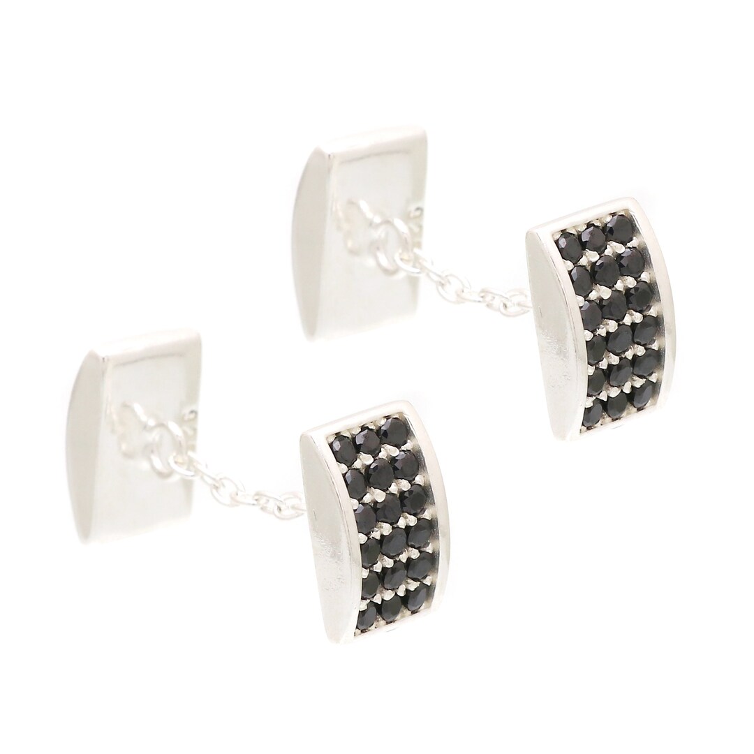 Sterling Silver Italian Link Chain Rectangle Cufflinks - Etsy