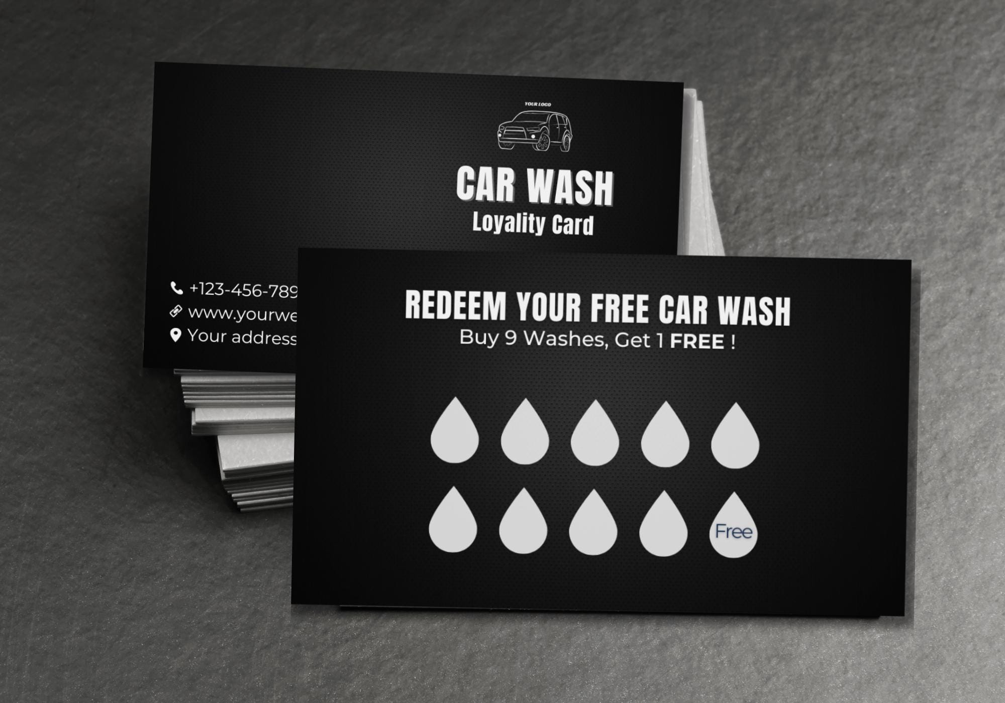 Loyalty Card for Car Wash Template Canva Car Wash Business Card Canva ...