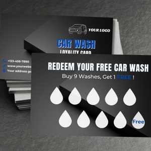 Loyalty Card for Car Wash Canva Template | Car Wash Business Card ...