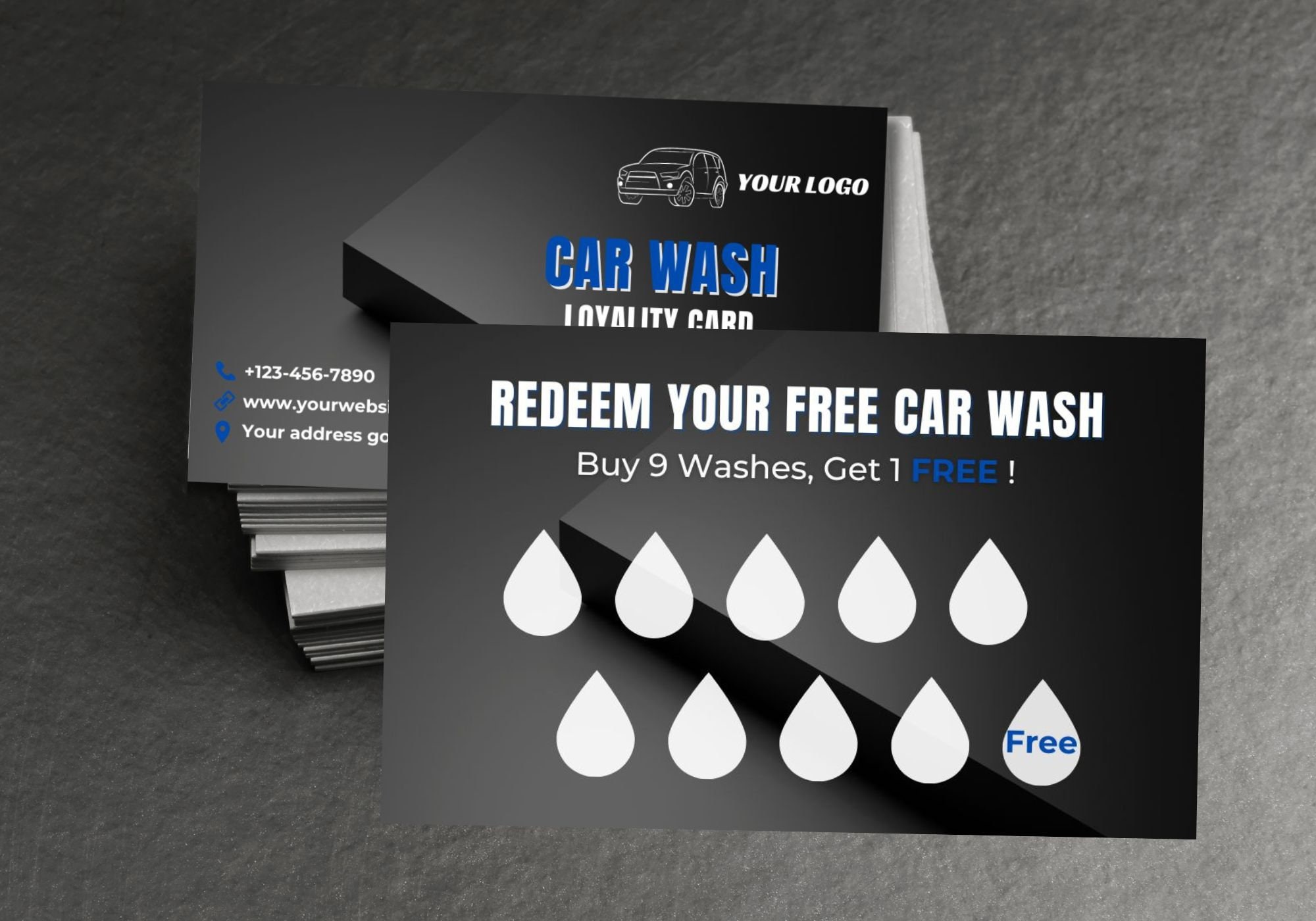 Car Wash Loyalty Card Template | Canva Business Card (digital Download ...