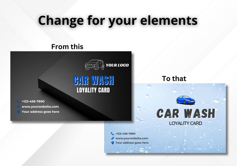 Car Wash Loyalty Card Template | Canva Business Card (digital Download ...