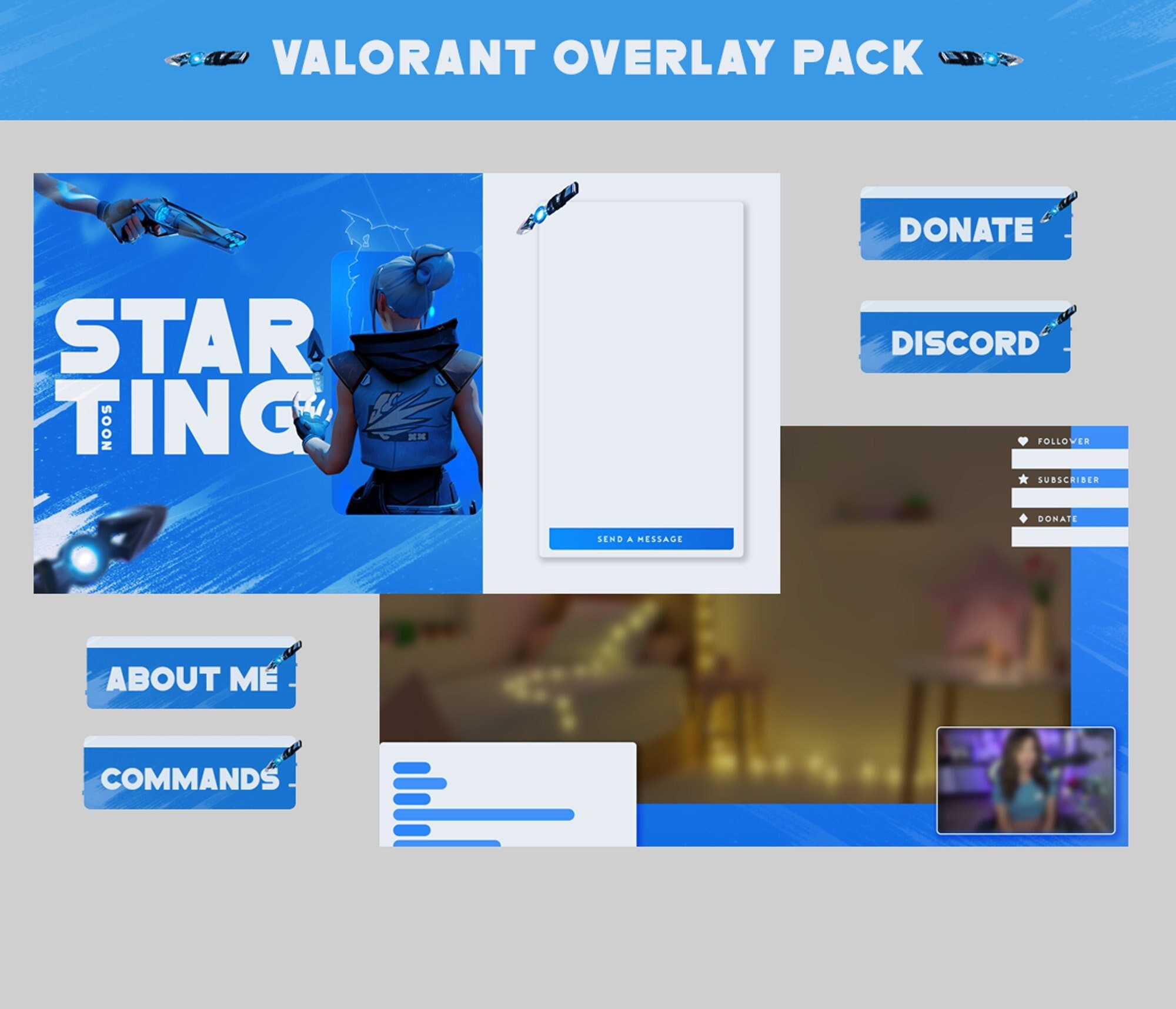 Valorant Twitch Overlay Package - Jett - Etsy