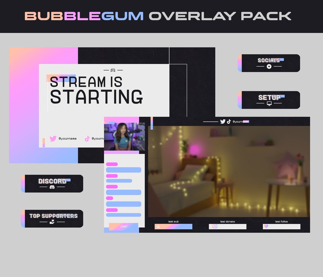 Twitch/youtube/trovo Overlay Package - Bubblegum - Etsy