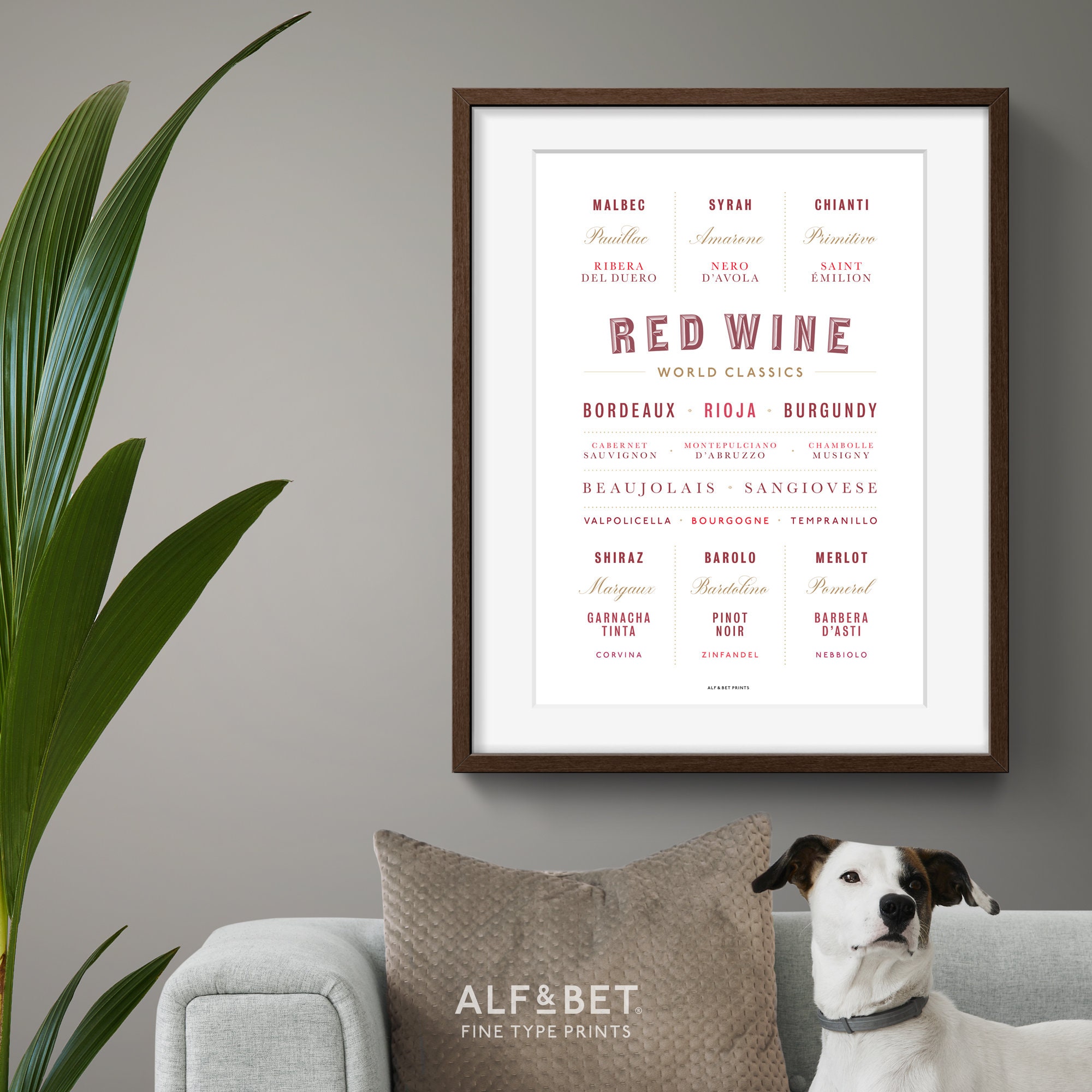 Red Wine World Classics Print, Red Wine Lovers Print, Red Wine Types ...