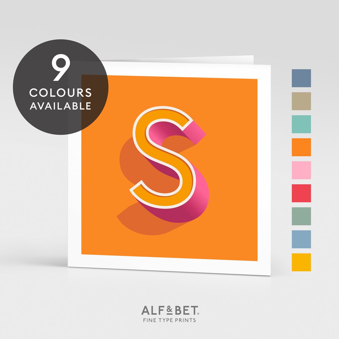 Letter S Birthday Card | Alphabet Cards | Initials Card | A-Z Card ...