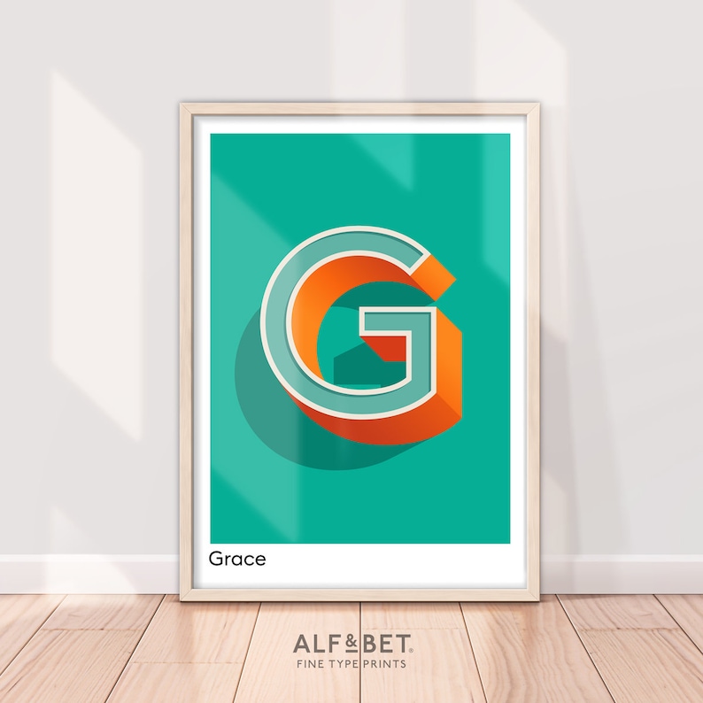 Personalised Name and Letter Print, Custom Alphabet Print, Personalised ...