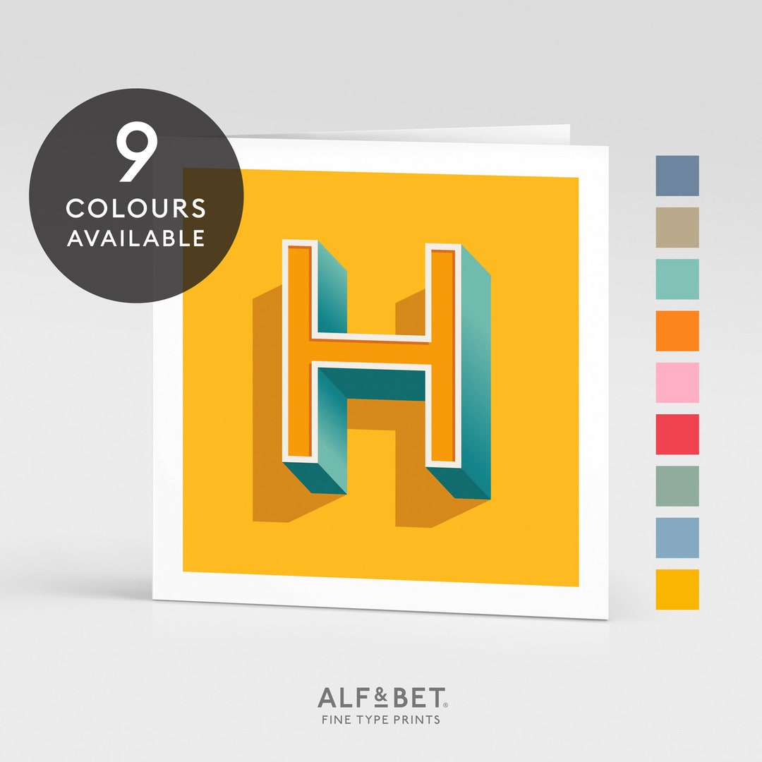 Letter H Birthday Card Alphabet Cards Initials Card A-Z Card ABC Card ...