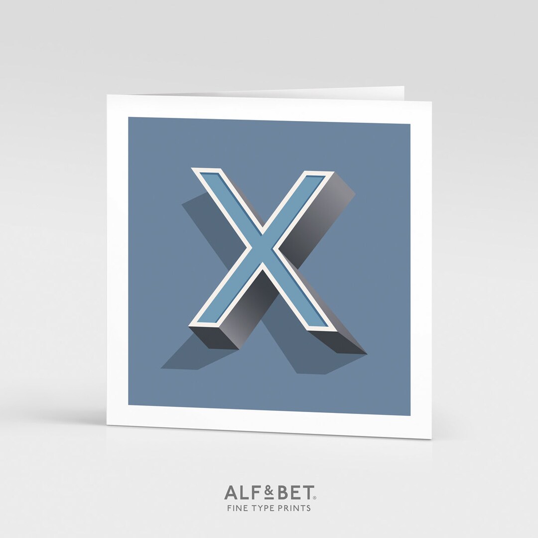Alphabet Greetings Card Letter X Monogram Card Initial - Etsy