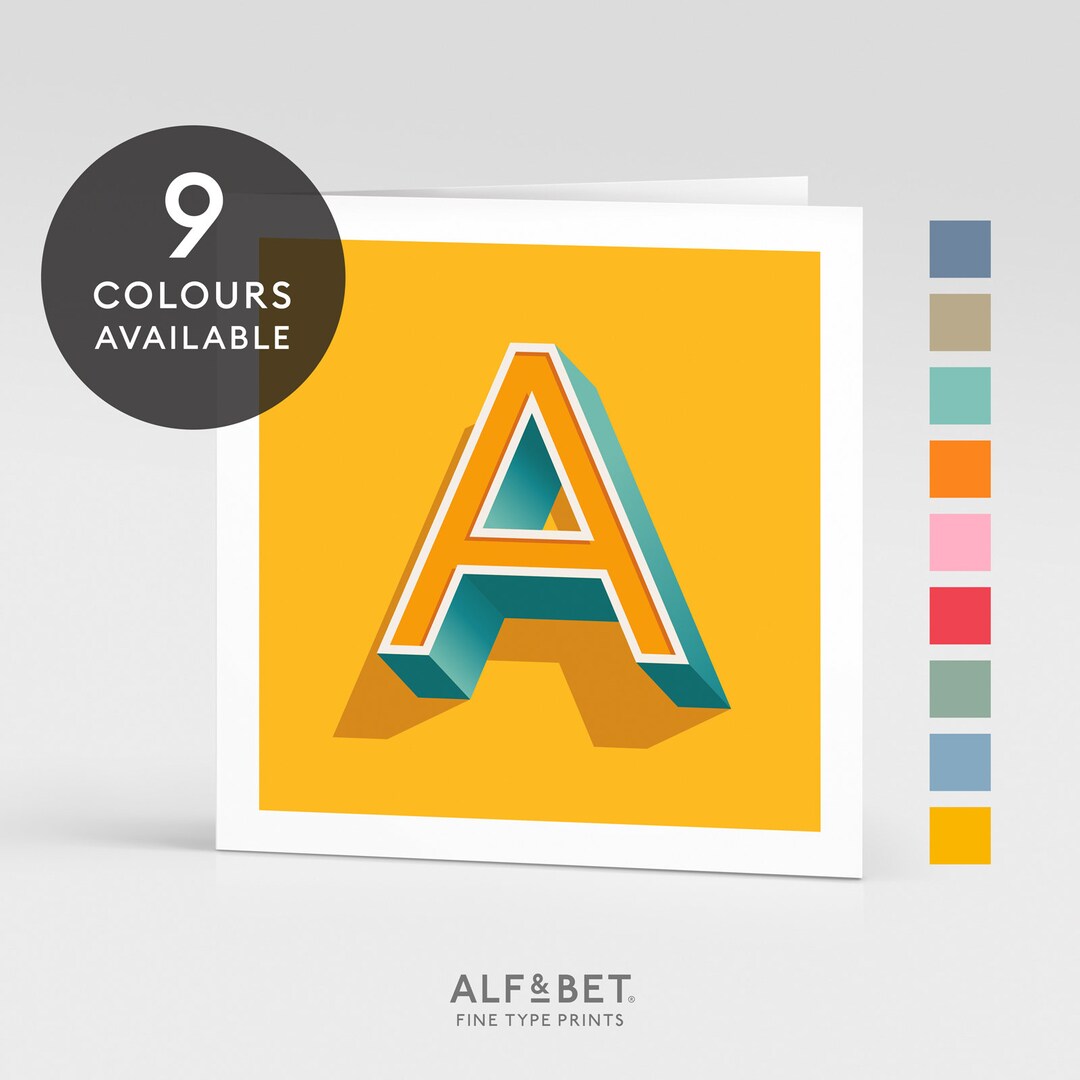 Letter A Birthday Card Alphabet Cards Initials Card A-Z Card ABC Card ...