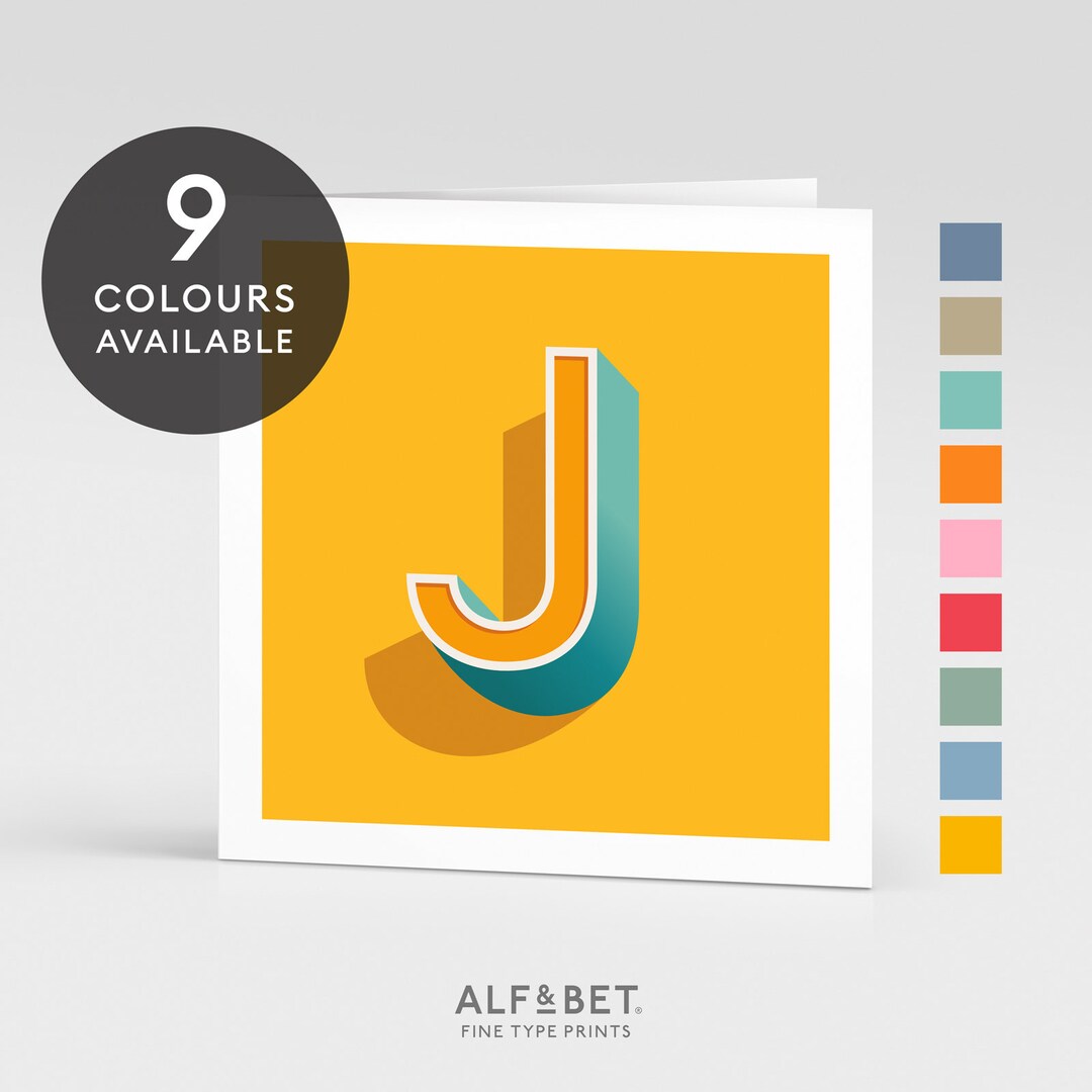 Letter J Birthday Card | Alphabet Cards | Initials Card | A-Z Card ...