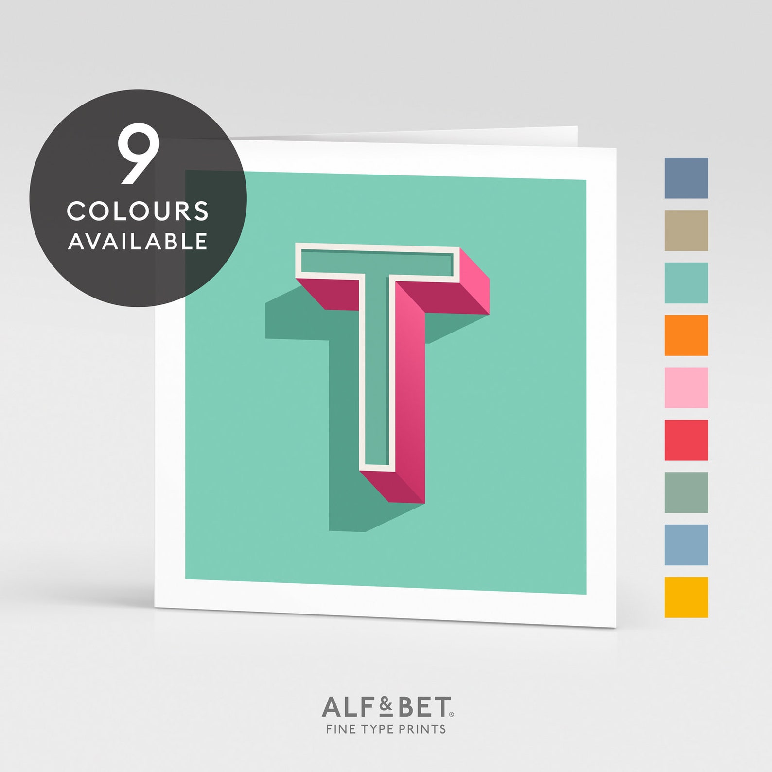 Letter T Birthday Card Alphabet Cards Initials Card A-Z Card ABC Card ...