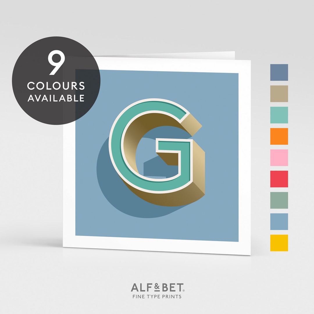 Letter G Birthday Card Alphabet Cards Initials Card A-Z Card ABC Card ...