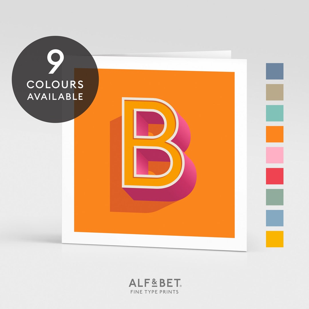 Letter B Birthday Card | Alphabet Cards | Initials Card | A-Z Card ...