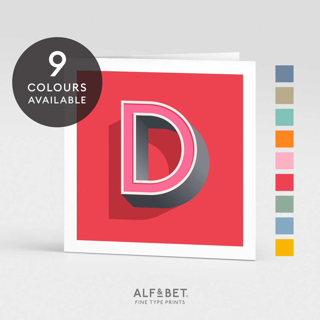 Letter D Birthday Card Alphabet Cards Initials Card A-Z Card ABC Card ...