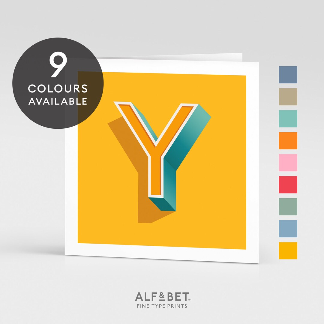 Letter Y Birthday Card | Alphabet Cards | Initials Card | A-Z Card ...