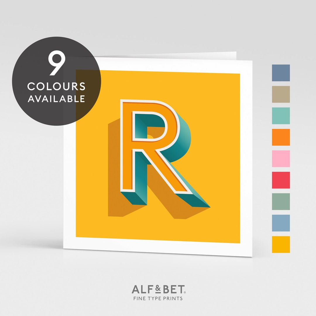 Letter R Birthday Card Alphabet Cards Initials Card A-Z Card ABC Card ...