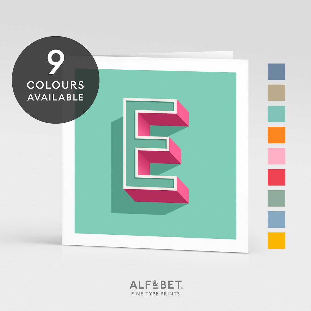 Letter E Birthday Card Alphabet Cards Initials Card A-Z Card ABC Card ...