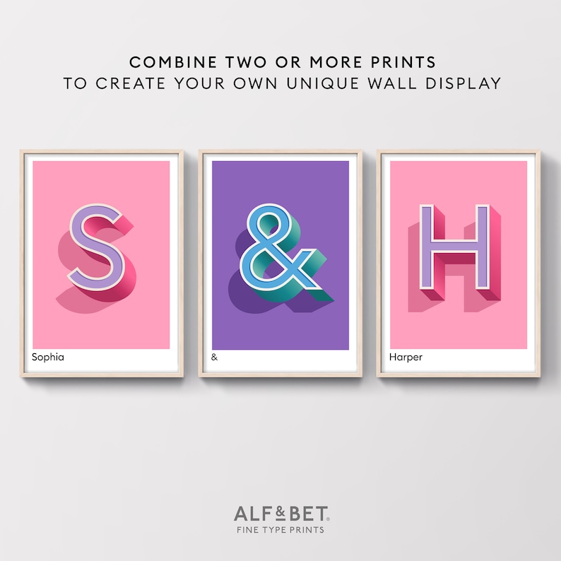Personalised Name and Letter Print, Custom Alphabet Print, Personalised Initial Poster, Bold ...