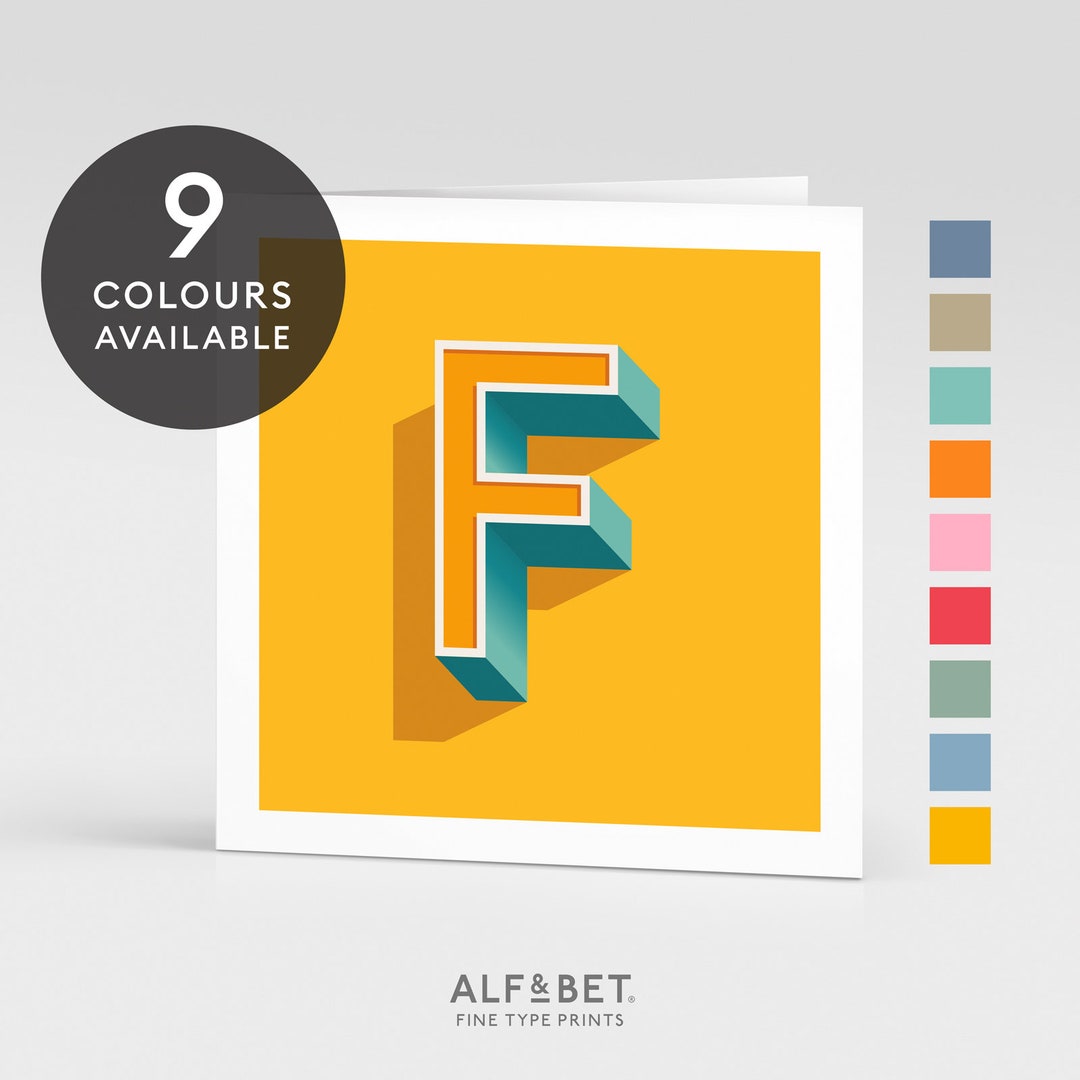 Letter F Birthday Card | Alphabet Cards | Initials Card | A-Z Card ...