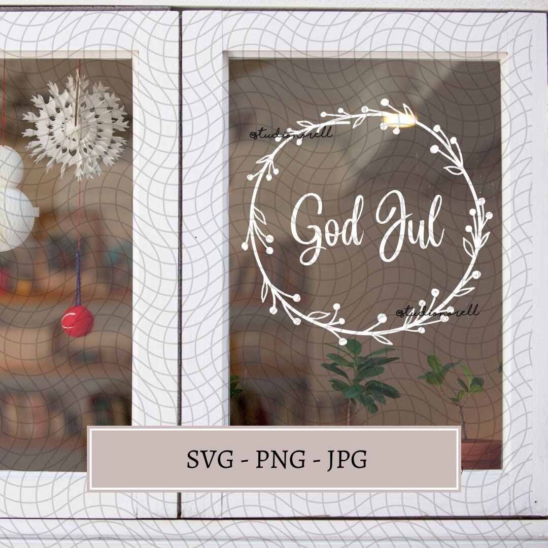 God Jul Wreath Christmas SVG PNG JPG Plotter Cricut Silhouette ...