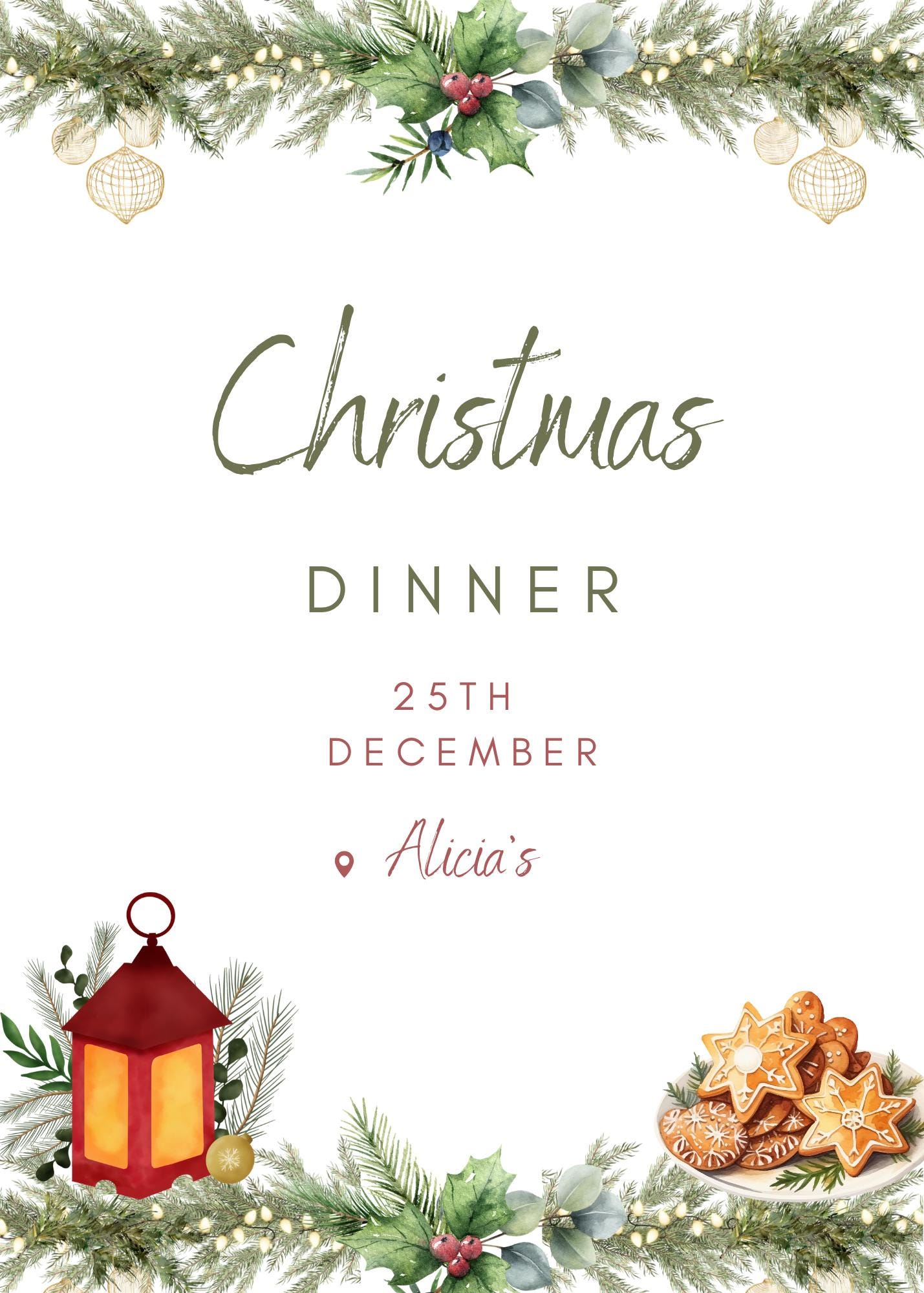 Christmas Dinner/ Lunch Invitation - Etsy