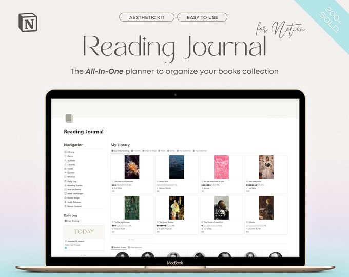 Reading Journal Notion Template Book Tracker Notion Dashboard for Books Digital Reading Planner ...