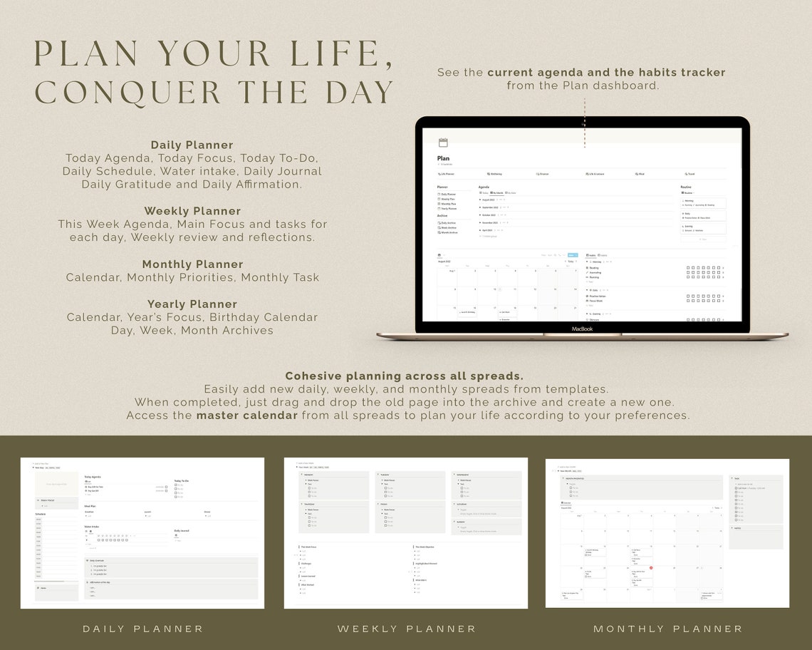 Notion Template Life Planner Notion Dashboard All in One - Etsy